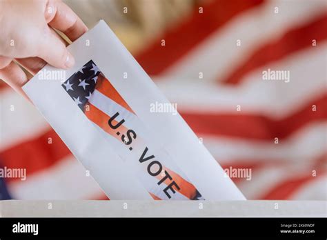 voting in american elections us national flag on ballot box stock