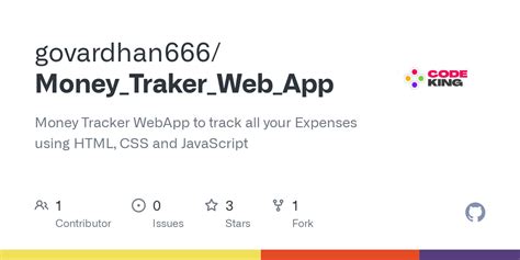Github Govardhan666moneytrakerwebapp Money Tracker Webapp To Track All Your Expenses