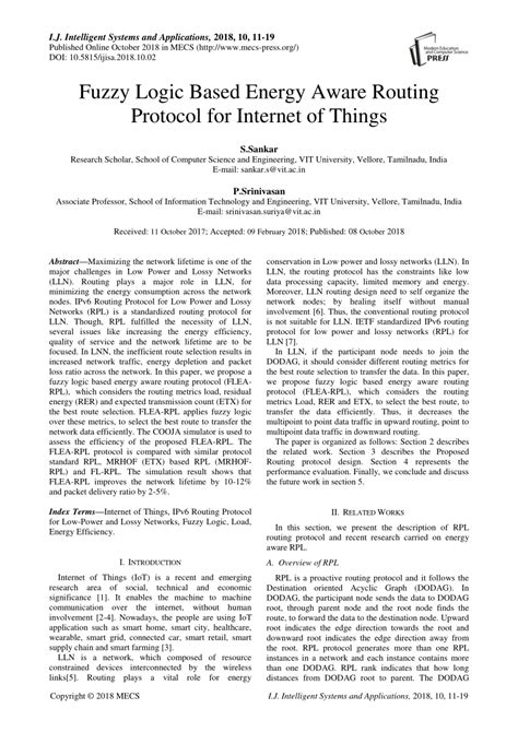 Pdf Fuzzy Logic Based Energy Aware Routing Protocol For Internet Of