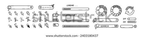 Doodle Interface Design Elements Click Icons Stock Vector Royalty Free Shutterstock