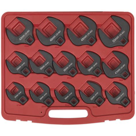 14pc Crows Foot Nut Spanner Socket Set 12 Square Drive Ratchet