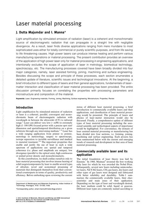 PDF Laser Material Processing