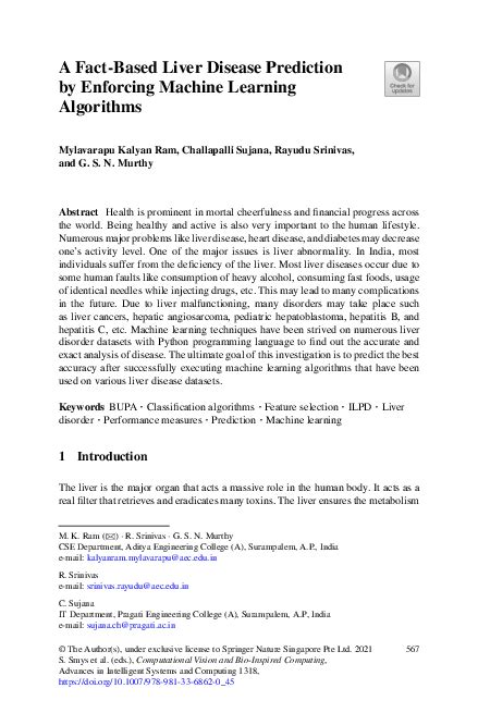 pdf a fact based liver disease prediction by enforcing machine learning algorithms