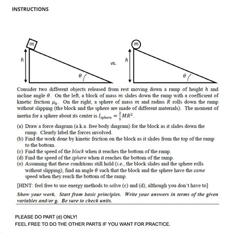 solved instructions consider two different objects released