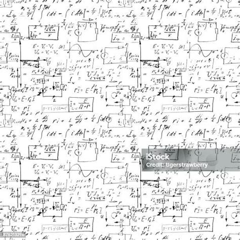 필기 수학 공식 수학 관계 또는 기호 더하기 빼기 곱하기 부문 등 다양 한 작업에서에서 표현 하는 규칙으로 원활한 끝 없는 패턴 배경 0에 대한 스톡 벡터 아트 및 기타