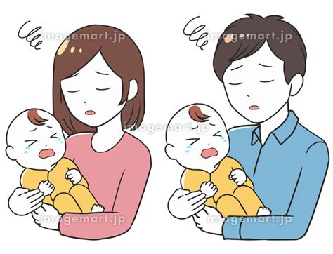 泣く赤ちゃんと親 辛いのイラスト素材 [151083419] イメージマート