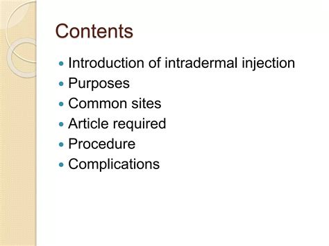 Intradermal Injection Introduction Procedure Complications Pptx