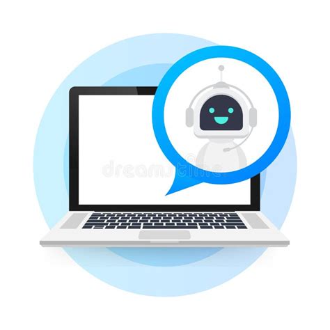 Chat Bot Using Laptop Computer Robot Virtual Assistance Of Website Or