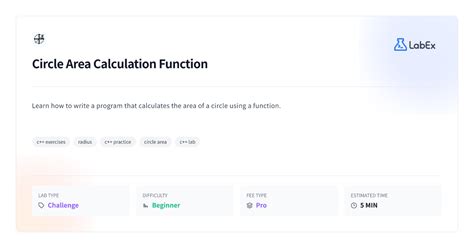Circle Area Calculation Function Labex