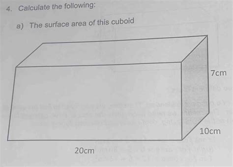 solved calculate the following a the surface area of this cuboid [math]
