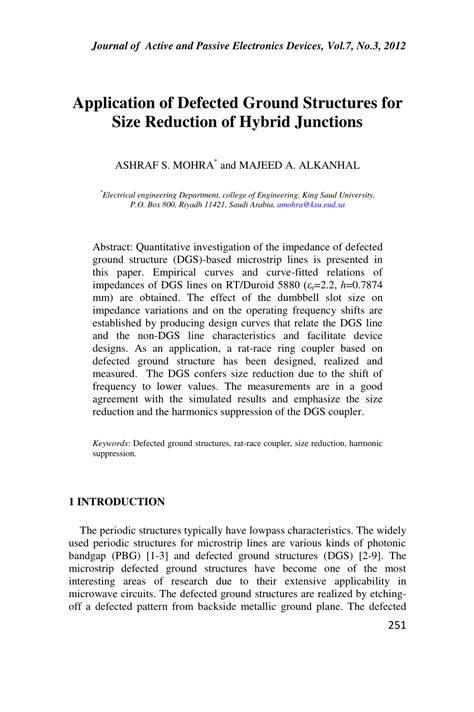 Pdf Application Of Defected Ground Structures For Size Reduction Of Hybrid Junctions