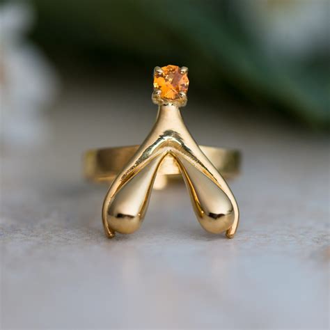 Clitoris 14k Gold Ring Ring Made From Gold With Natural Gem