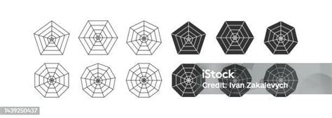 빈 오각형 레이더 차트 아이콘 세트입니다 레이더 거미 다이어그램 템플릿 그림 기호입니다 기호 오각형 육각형 그래프 벡터 그래프에 대한 스톡 벡터 아트 및 기타 이미지