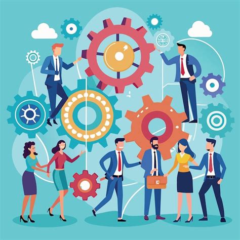 Collaboration Or Cooperate For Team Success Working Together As Teamwork To Solve Problem And