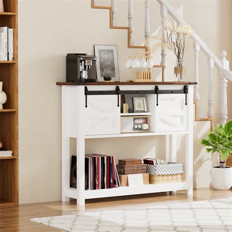 Oneinmil Farmhouse Entryway Table 43 Inch Industrial Console Rustic