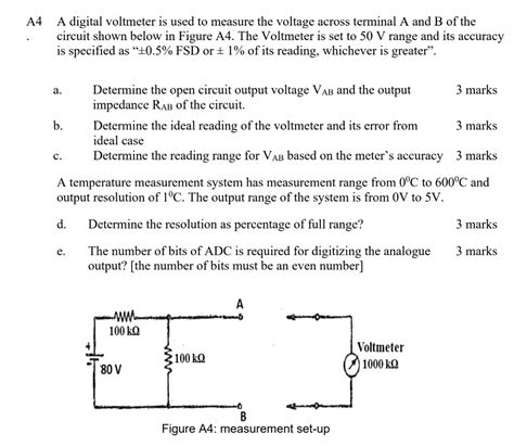 solved a4 a digital voltmeter is used to measure the voltage across terminal a and b of the