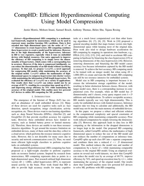 pdf comphd efficient hyperdimensional computing using model compression