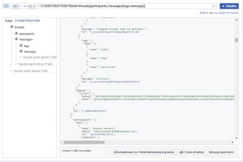 Facebook How To Query Conversations By Folder Via Graph Api Stack