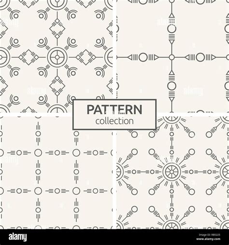 Set Of Four Seamless Patterns Abstract Geometric Trendy Vector Backgrounds Modern Stylish
