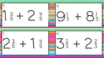 Adding Subtracting Mixed Numbers Like Denominators TPT