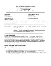 UNIV 101 Syllabus Fall 2021 Docx UNIV 101 The Babe In The University Section 181 Fall 2021