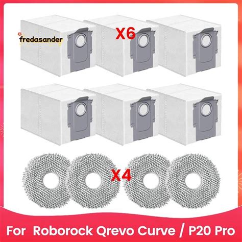ชุดอุปกรณ์เสริมทดแทนสําหรับ Qrevo Curve P20 Pro หุ่นยนต์เครื่องดูดฝุ่น Mop Pads ถุงเก็บฝุ่น