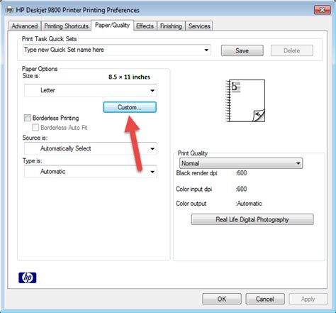Fix The Missing Custom Size Option For HP Inkjet Printers