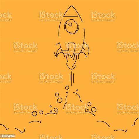 최소한의 로켓 발사 선 아이콘입니다 로켓 구름 공간 및 발사 화재 라인 아트 그림 Apollo Space Mission에 대한 스톡 벡터 아트 및 기타 이미지