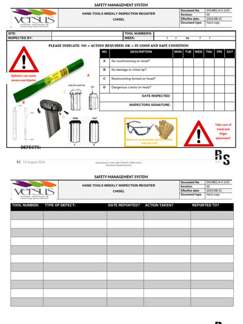 Hand Tools Inspection Chisel Pdf Tools Safety