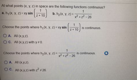 solved at what points x y z in space are the following