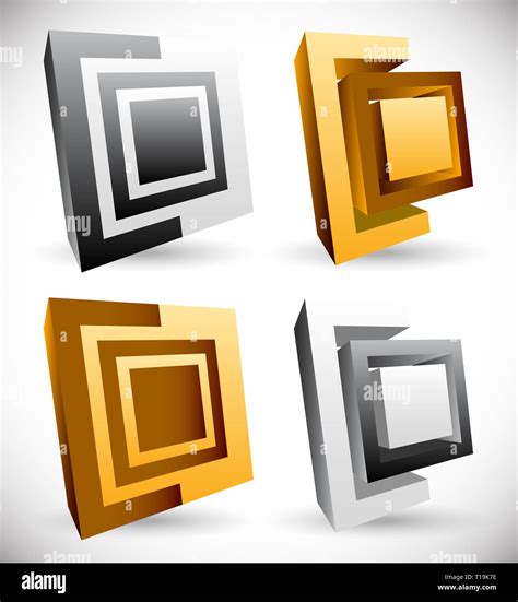 Interlocking Squares Angular Icons Logos Vector Illustration Stock