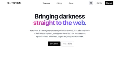 plutonium free next js tailwind css template next js templates