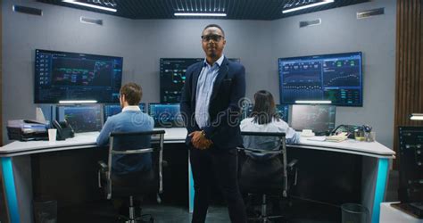 African American It Scientist Looks At Camera Stock Image Image Of