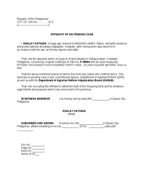 Affidavit Of No Pending Case Pdf
