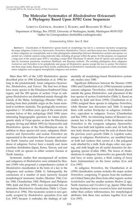 Pdf The Molecular Systematics Of Rhododendron Ericaceae A