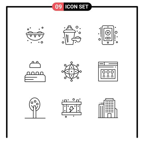 Universal Icon Symbols Group Of 9 Modern Outlines Of Internet Valentine Online Money Business