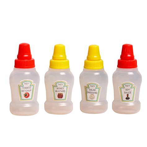 Ecpecad Condiment Squeeze Bottle Condiment Bottles 4pcs Portable Seasoning Storage Containers