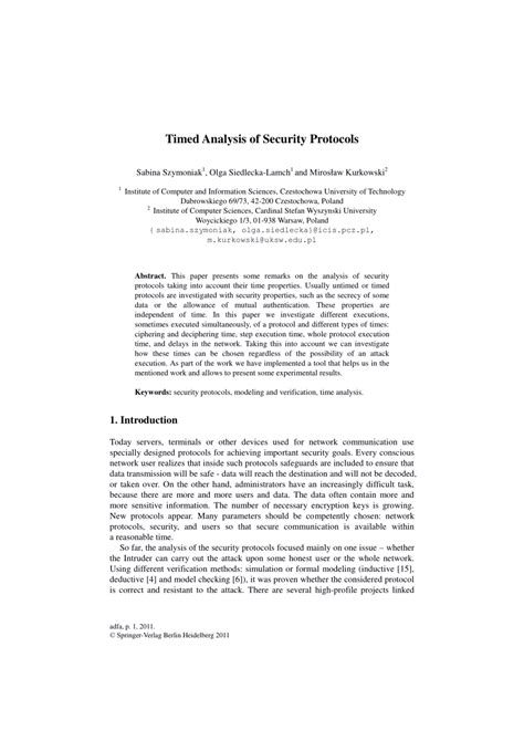 pdf timed analysis of security protocols