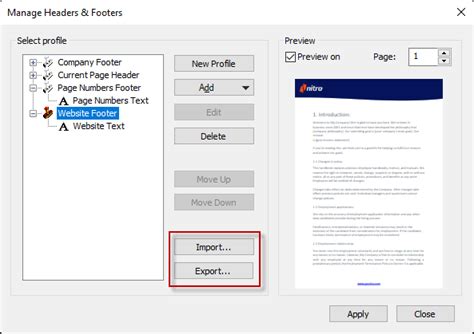 how to add headers and footers to a pdf nitro