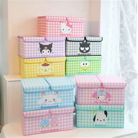 Kawaii Sanrio Hello Kitty My Melody Kuromi Складная коробка для хранения с двойной сеткой