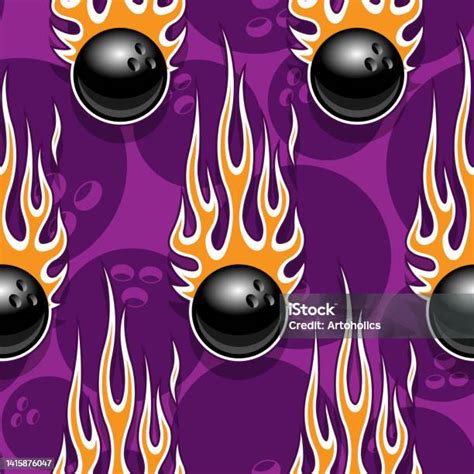 볼링공과 부족 화재 불꽃 원활한 패턴 벡터 그래픽 벽지 및 포장지 디자인 개념에 대한 스톡 벡터 아트 및 기타 이미지 개념