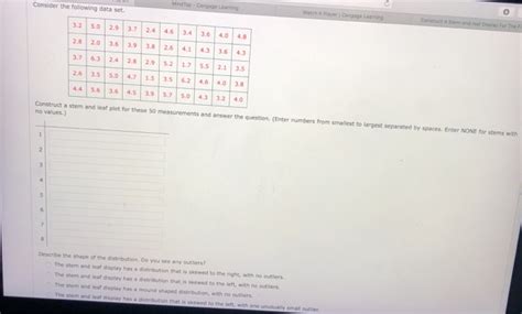 solved consider the following data set construct a stem and