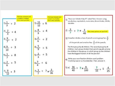 Divide Fractions Year Lesson Teaching Resources