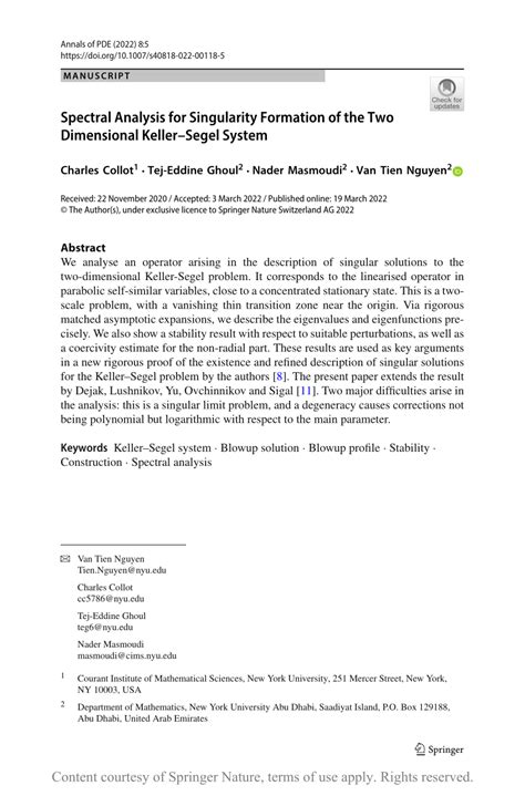 Spectral Analysis For Singularity Formation Of The Two Dimensional