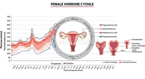 Diagram Illustrating The Female Hormone Cycle A Graph Depicts The Hormonal Stock Illustration