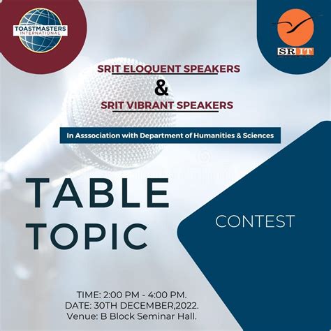 Table Topic Contest Srinivasa Ramanujan Institute Of Technology Srit