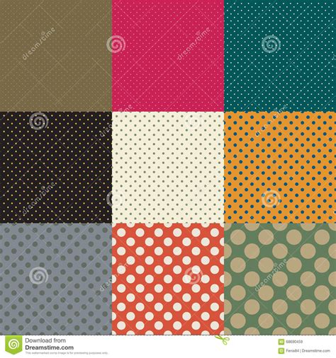 Polka Dots Set Of Seamless Vector Patterns Stock Vector Illustration Of Composition Paper