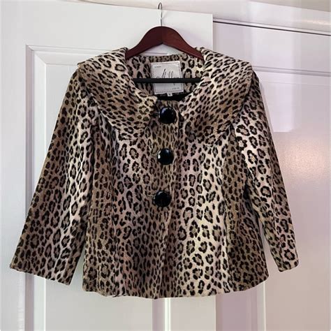Milly Jackets And Coats Milly Leopard Print Faux Fur Cropped Pea Coat Jacket Size 6 Poshmark