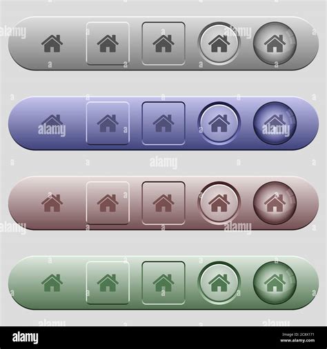 home icons on rounded horizontal menu bars in different colors and