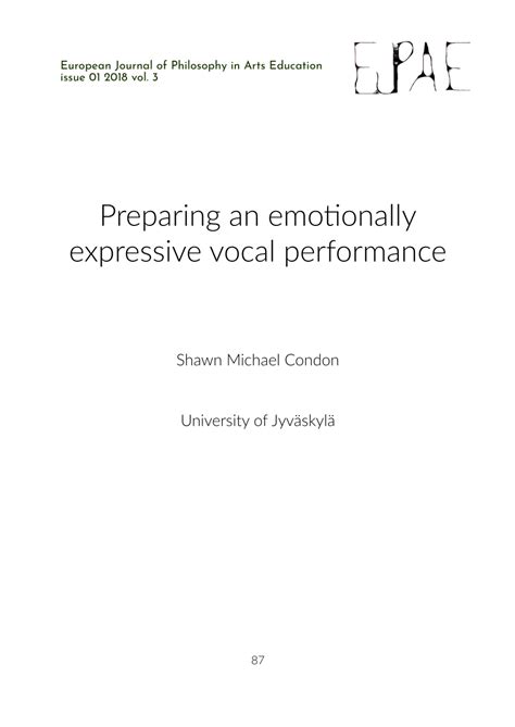 Pdf Preparing An Emotionally Expressive Vocal Performance Of Classical Music